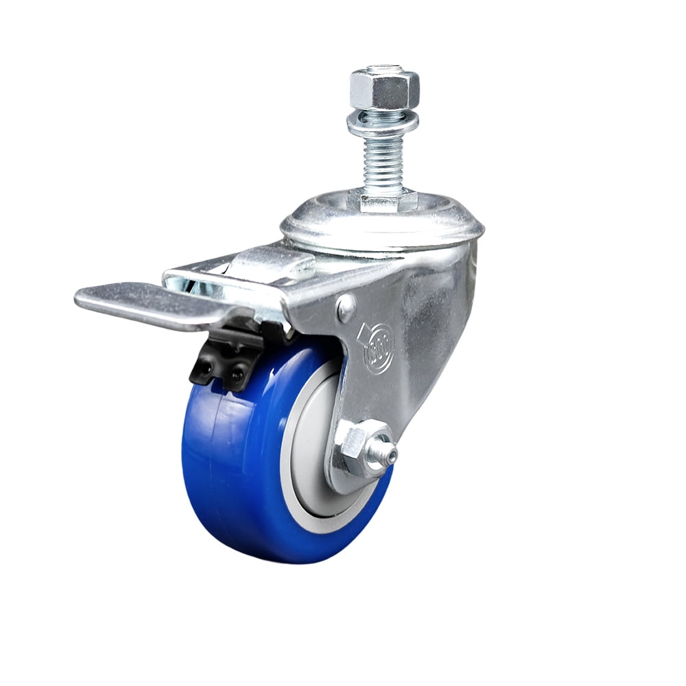 3.5 Inch Blue Polyurethane Swivel ½ Inch Stem Caster with Total Lock ...