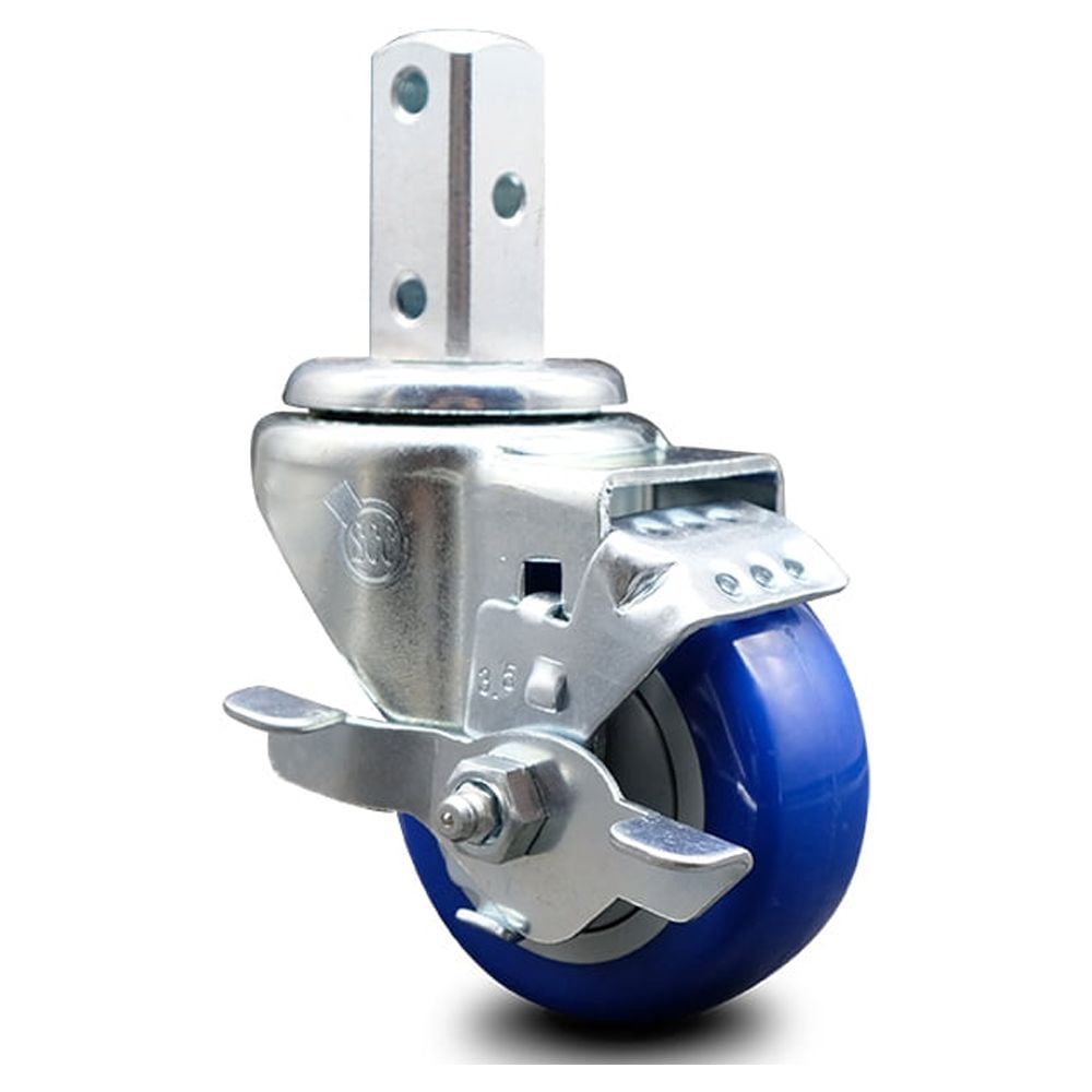 3.5 Inch Blue Polyurethane Wheel Swivel 7/8 Inch Square Stem Caster ...