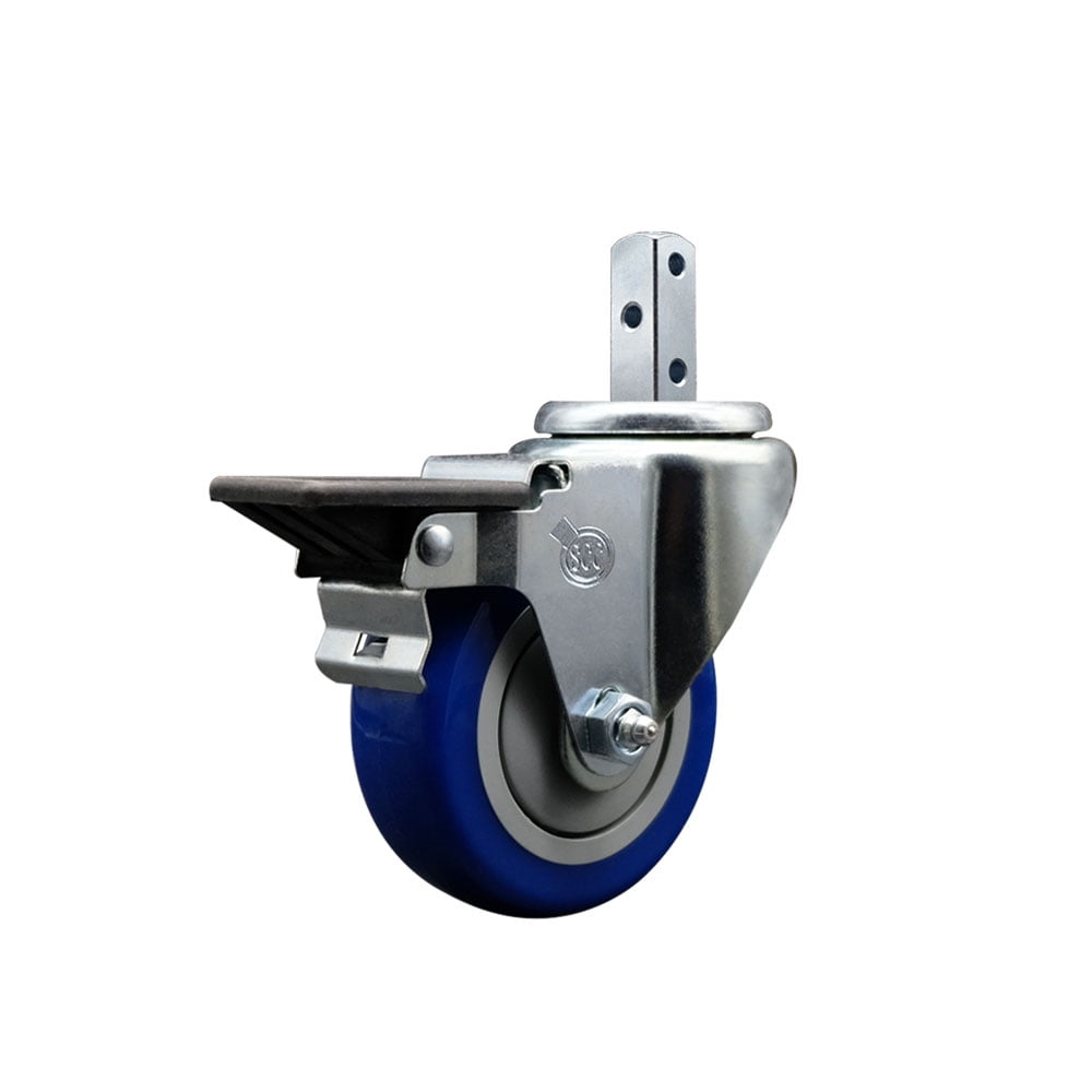 3.5 Inch Blue Polyurethane Wheel Swivel 7/8 Inch Square Stem Caster ...