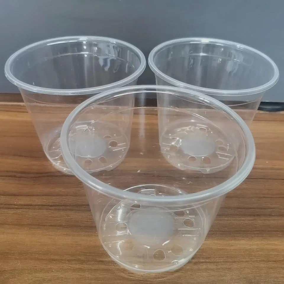 3.5 Inch Clear Starter Pots with Drain Holes - Flexible Plastic Nursery ...