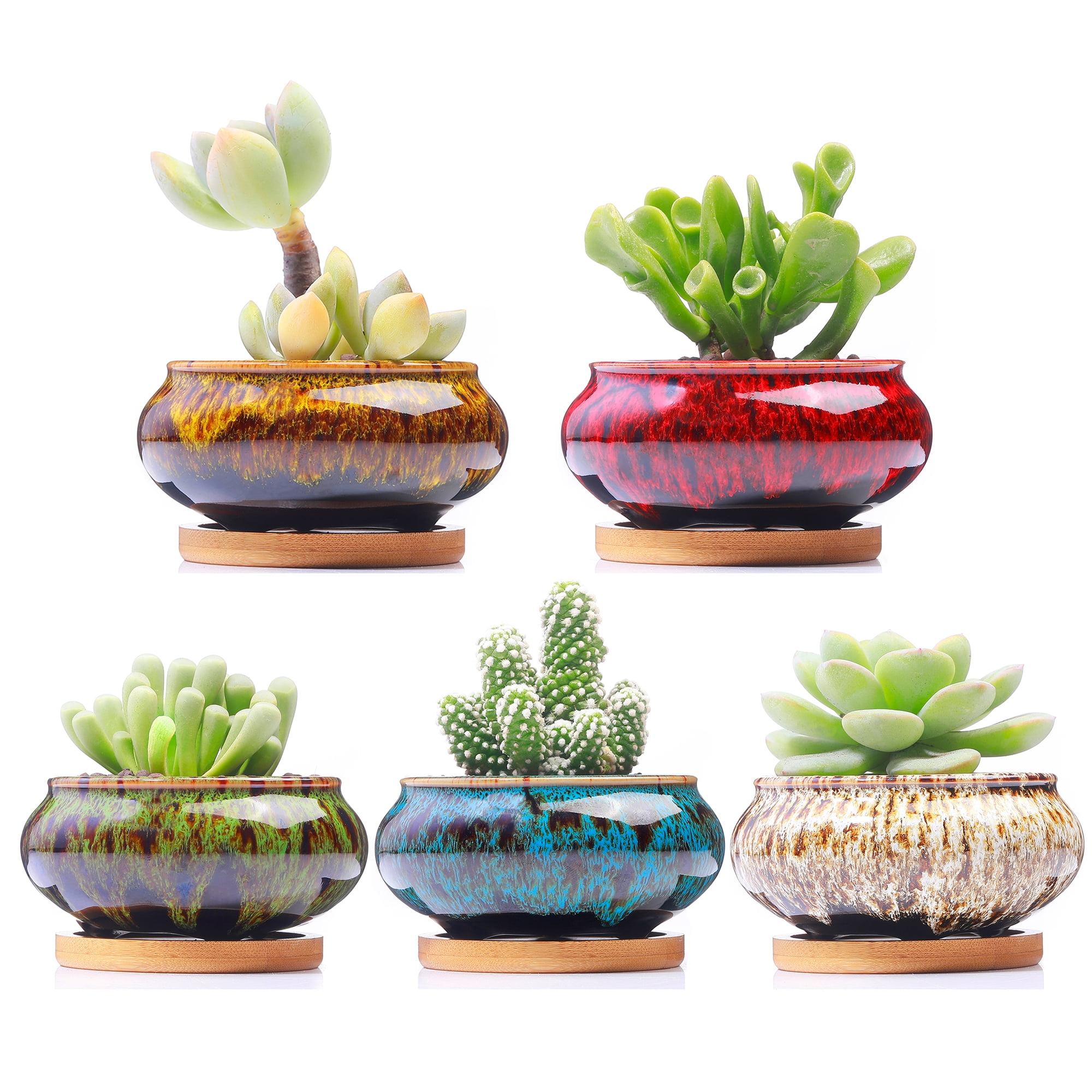 3.5 Inch Small Indoor Decorative Ceramic Succulent Garden Pots with ...