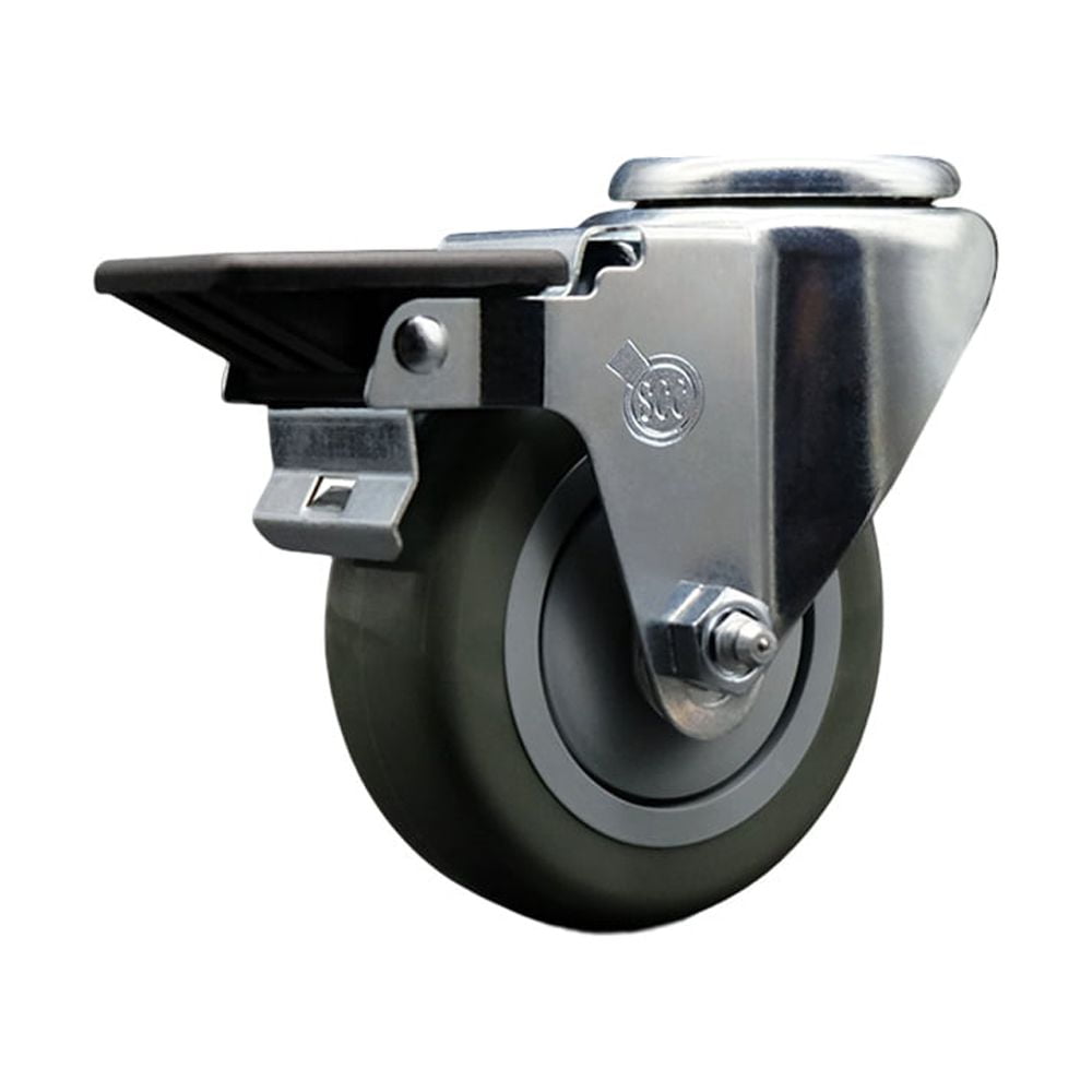 3.5 Inch Gray Poly Wheel Swivel Bolt Hole Caster with Posi Lock Brake ...