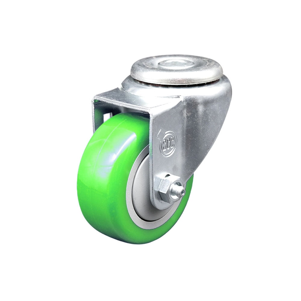 3.5 Inch Green Polyurethane Wheel Swivel Bolt Hole Caster Service ...