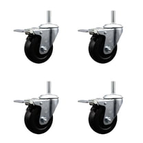 3 Inch 316SS Thermoplastic Rubber Swivel 10mm Threaded Stem Caster ...