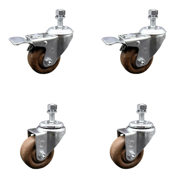 3 Inch 316SS High Temp Glass Filled Nylon Top Plate Caster with Total ...