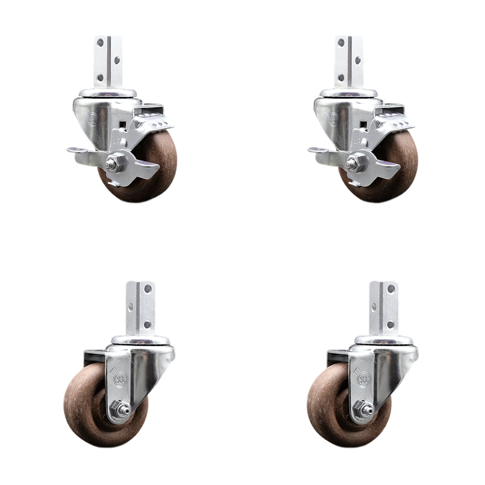 3.5 Inch High Temp Glass Filled Nylon 3/4 Inch Square Stem Caster Set 2 ...
