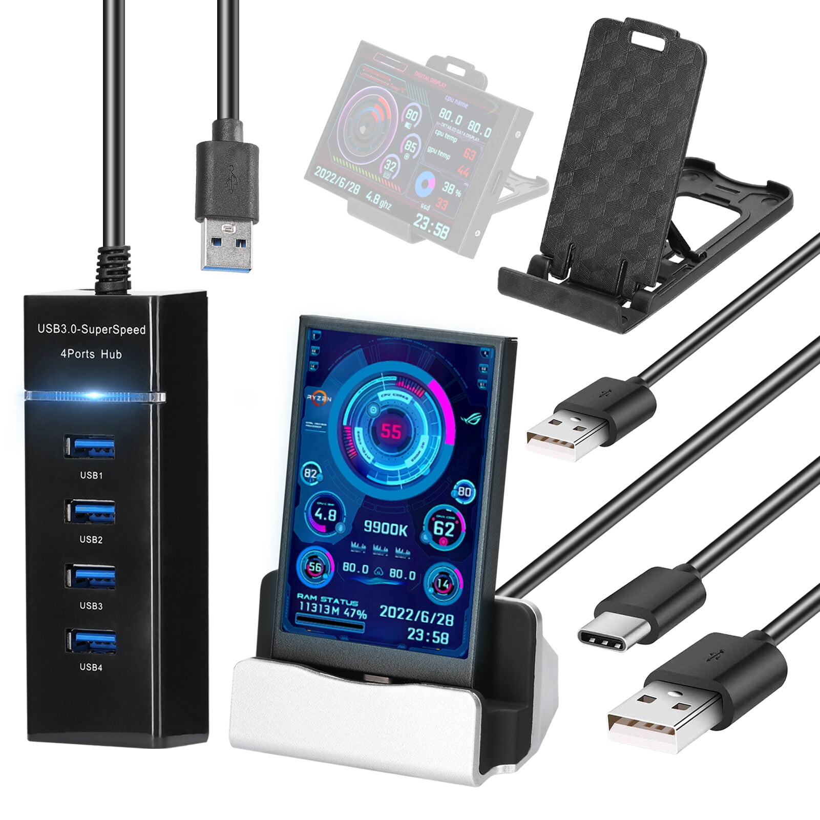 3.5 Inch IPS Display Screen USB Secondary Screen Computers CPU GPU RAM ...
