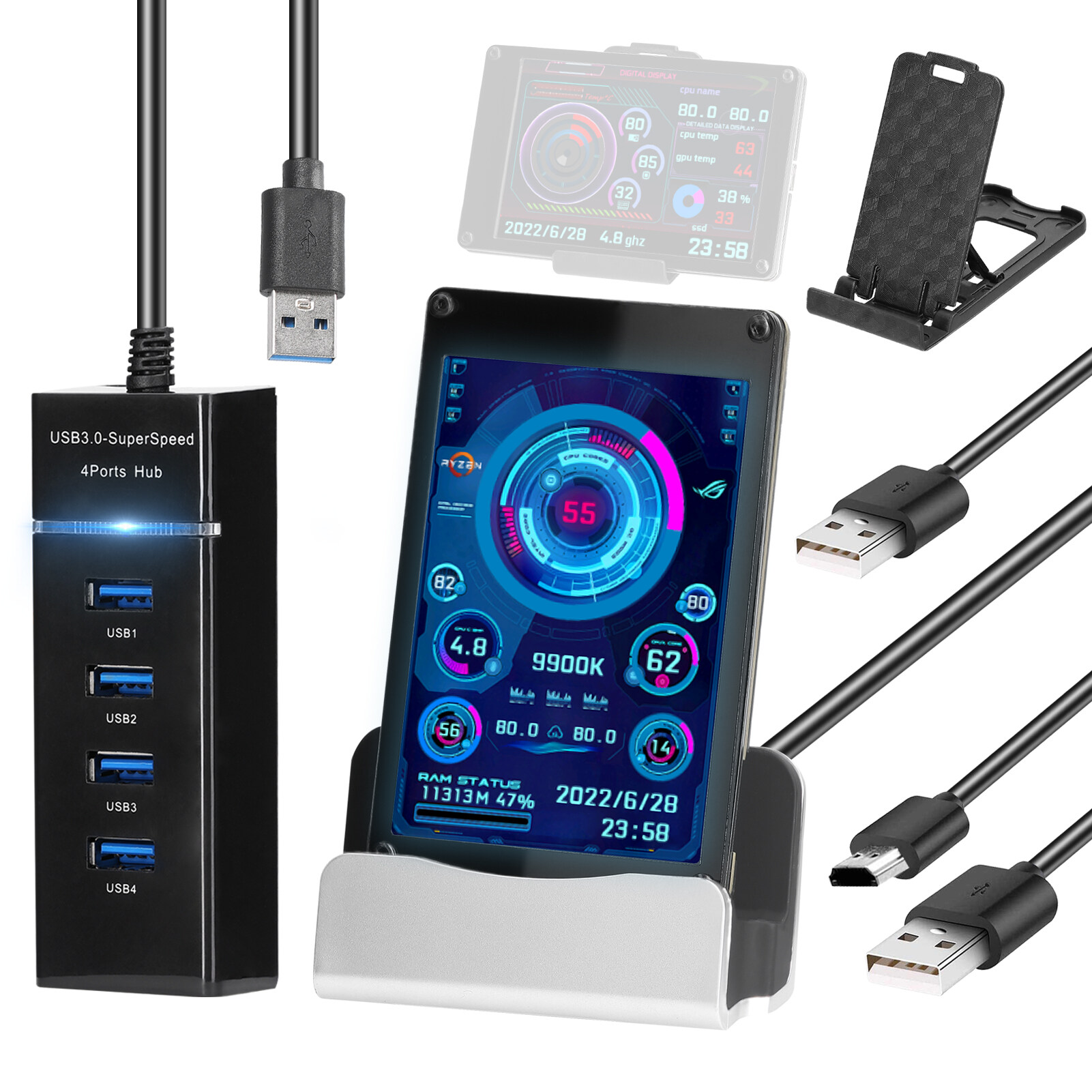 3.5 Inch IPS LCD Monitor Display Computers Monitor CPU GPU Monitoring ...