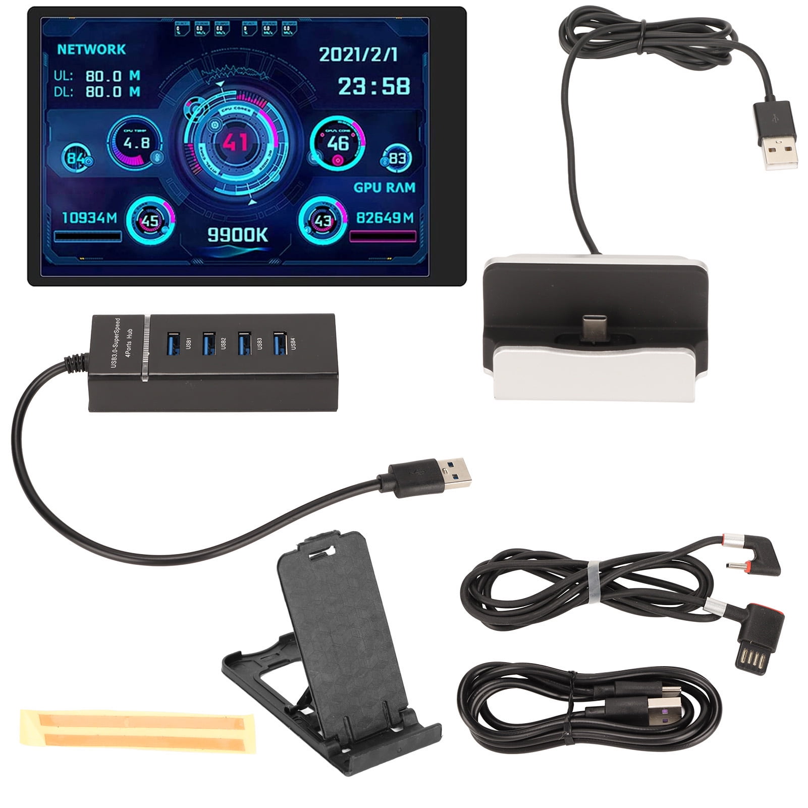 3.5 Inch IPS USB Mini Screen CPU RAM HDD Data Temperature Display Type ...