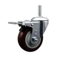 3.5 Inch Maroon Poly Wheel Swivel 3/4 Inch Threaded Stem Caster Total ...
