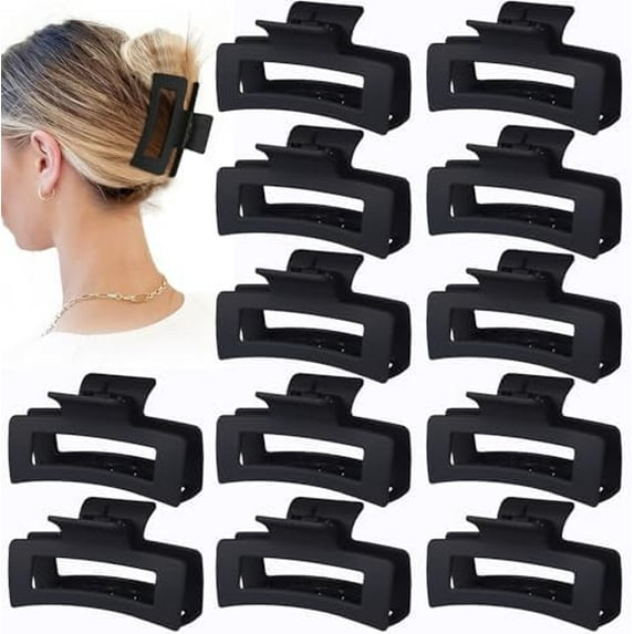 3.5 Inch Medium Hair Claw Clips 12 count Square Claw for Thick and Thin ...