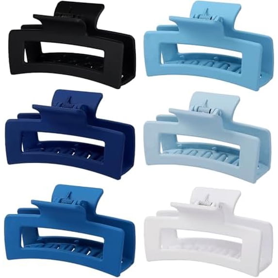 3.5 Inch Medium Hair Claw Clips 6 Hair Clips for Women Square Rectangle ...