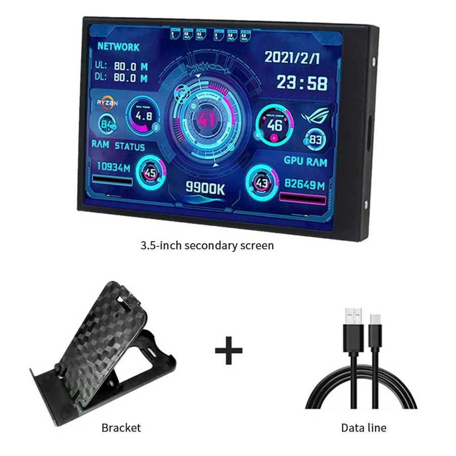 3.5 Inch Mini Computer Secondary Screen IPS USB C Secondary Screen forComputer CPU GPU RAM HDD ...