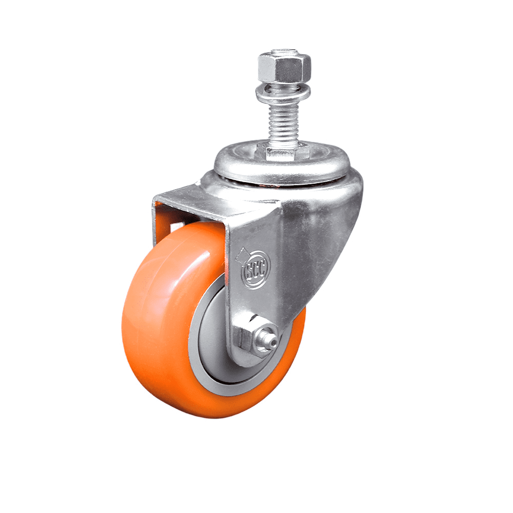 3.5 Inch Orange Polyurethane Wheel Swivel ½ Inch Threaded Stem Caster SCC - Walmart.com