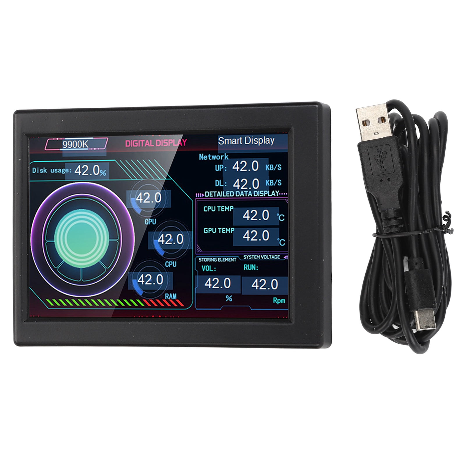 3.5 Inch PC Sensor Panel Display DIY Type C IPS USB PC Temperature ...