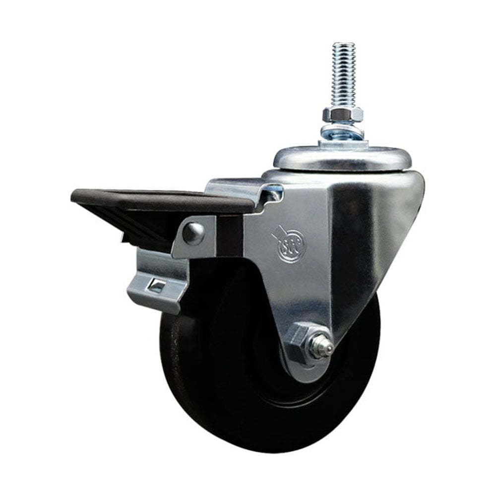 3.5 Inch Phenolic 12MM Threaded Stem Caster with Brake - Walmart.com