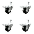 3.5 Inch Phenolic Swivel 10mm Threaded Stem Caster Set with Total Lock ...