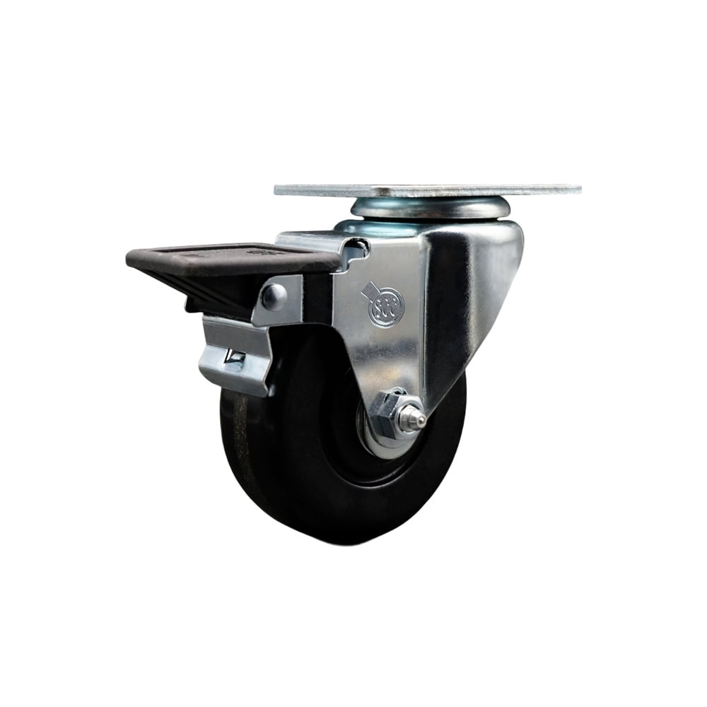 3.5 Inch Phenolic Wheel Swivel Top Plate Caster Posi Brake Service ...