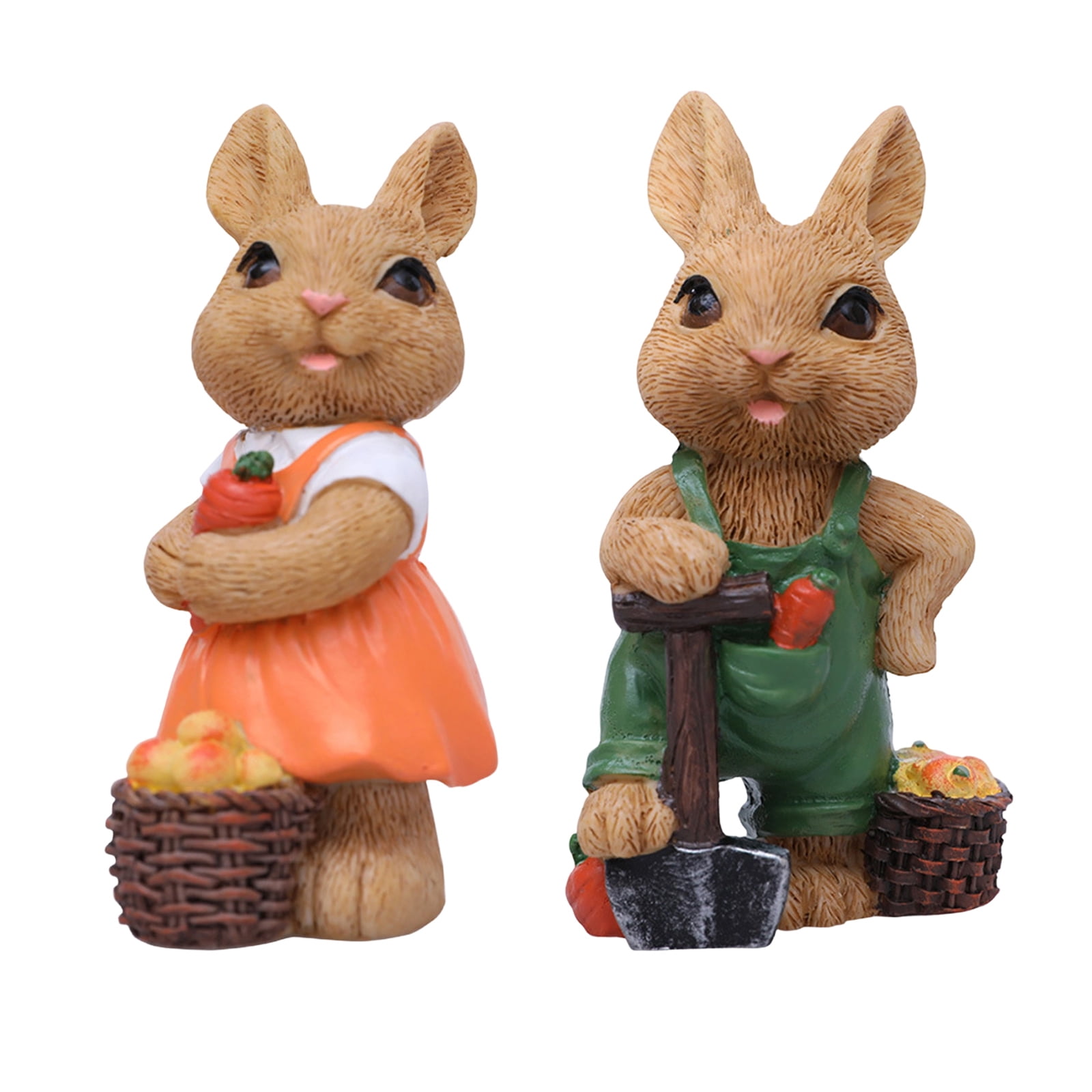 3.5-Inch Resin Bunny Couple Figurines Set, Farm Rabbit Decorations for ...