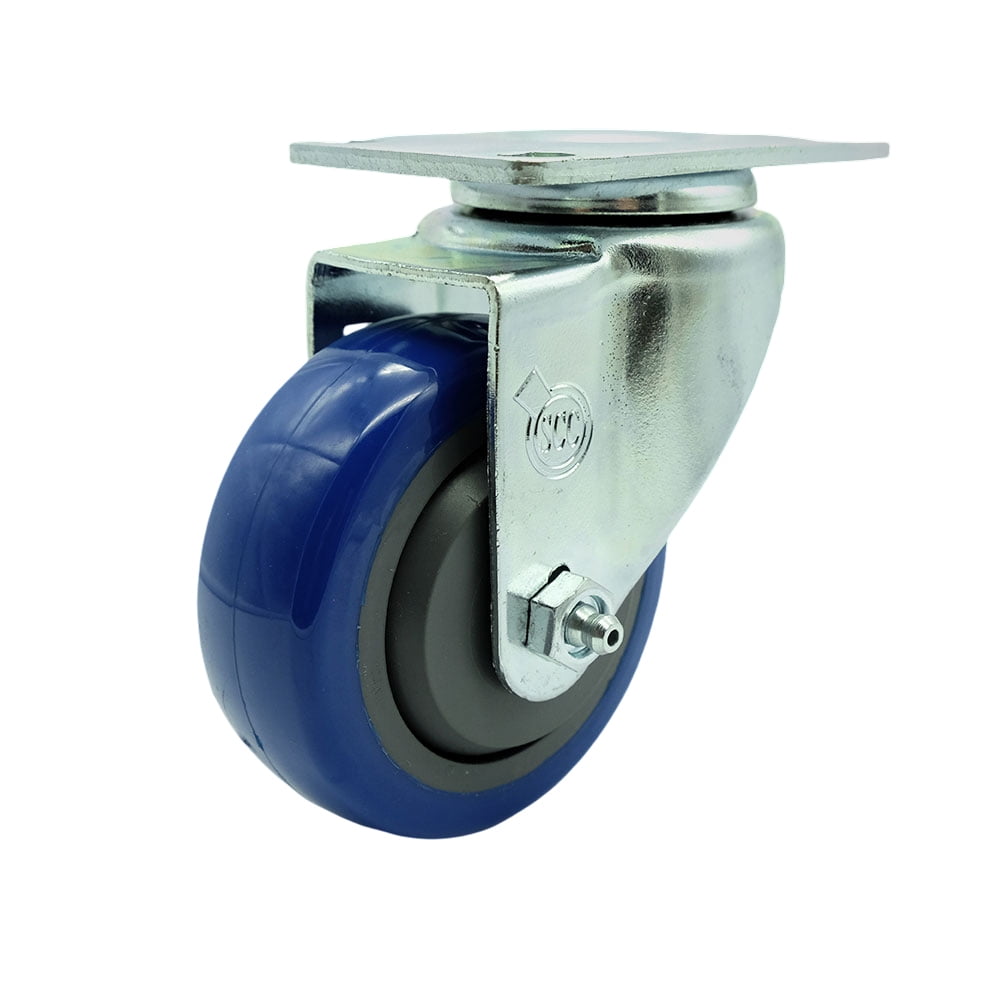3.5 Inch SS Blue Polyurethane Wheel Swivel Top Plate Caster Service ...