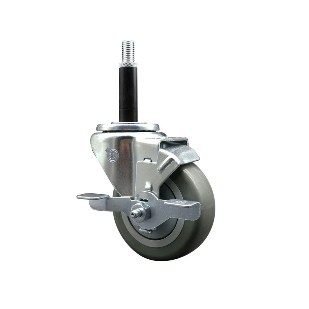 3.5 Inch SS Gray Poly Swivel 3/4 Inch Expanding Stem Caster with Brake ...