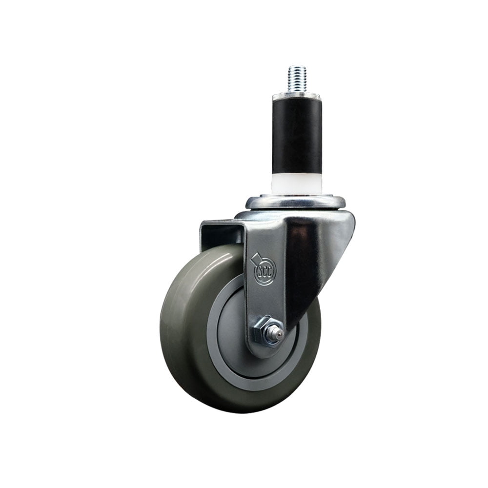 3.5 Inch SS Gray Poly Wheel Swivel 1-3/8 Inch Expanding Stem Caster SCC ...
