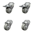 3.5 Inch SS Gray Polyurethane Bolt Hole Caster Set with 2 Total Lock ...
