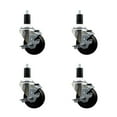 3.5 Inch SS Hard Rubber Swivel 1-3/8 Inch Expanding Stem Caster Set ...