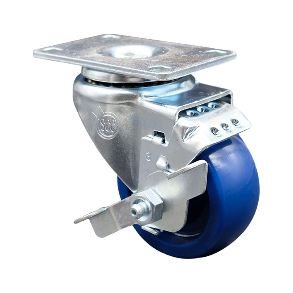 3.5 Inch SS Solid Polyurethane Swivel Top Plate Caster with Brake ...