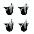 3.5 Inch Soft Rubber 10MM Threaded Stem Caster Set with Brake - Walmart.com