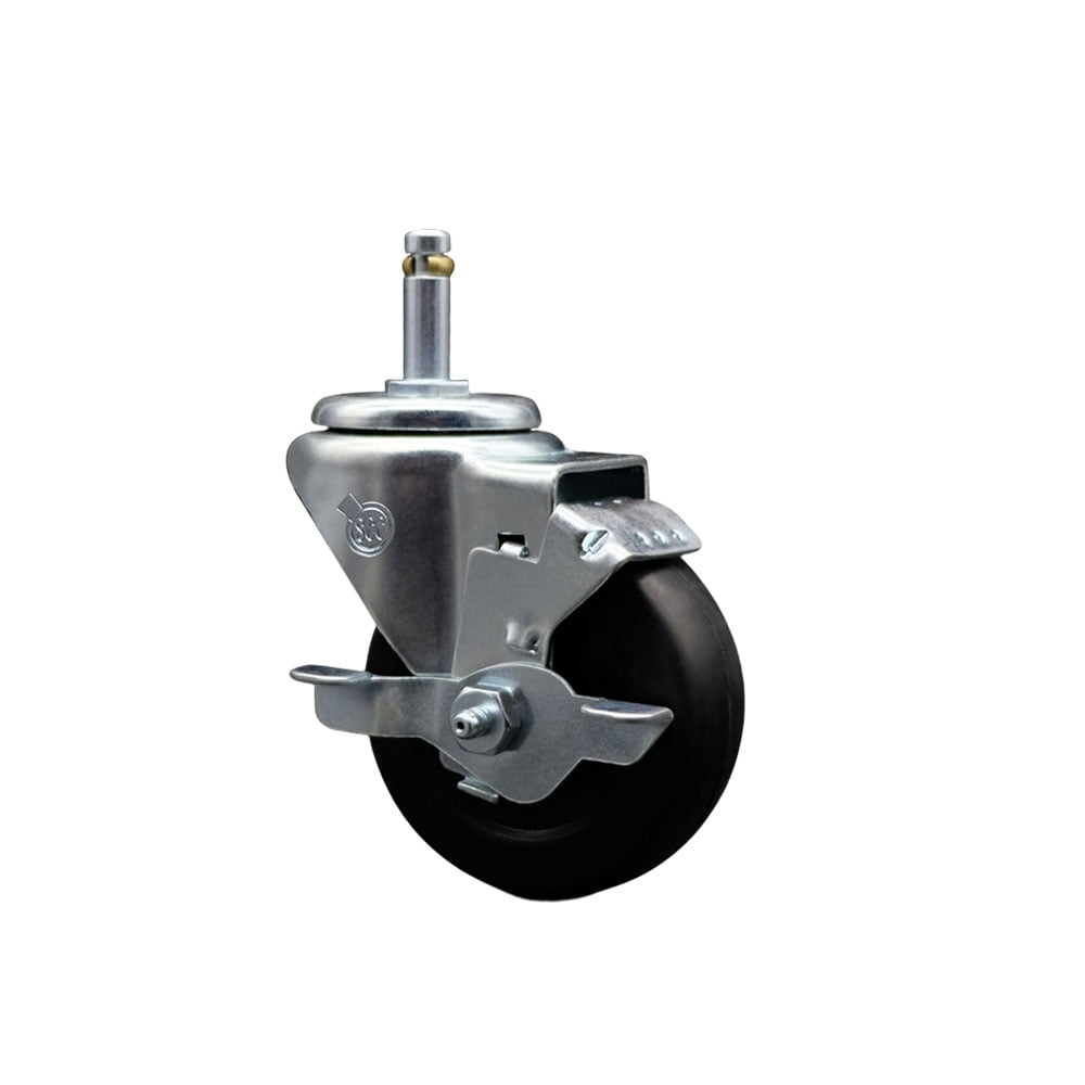 3.5 Inch Soft Rubber Wheel Swivel 7/16 Inch Grip Ring Stem Caster with ...
