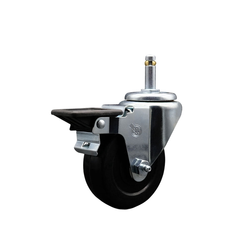 3.5 Inch Soft Rubber Wheel Swivel 7/16 Inch Grip Ring Stem Caster with ...