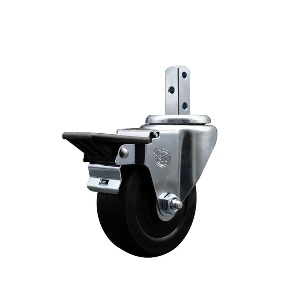 3.5 Inch Soft Rubber Wheel Swivel 7/8 Inch Square Stem Caster with ...