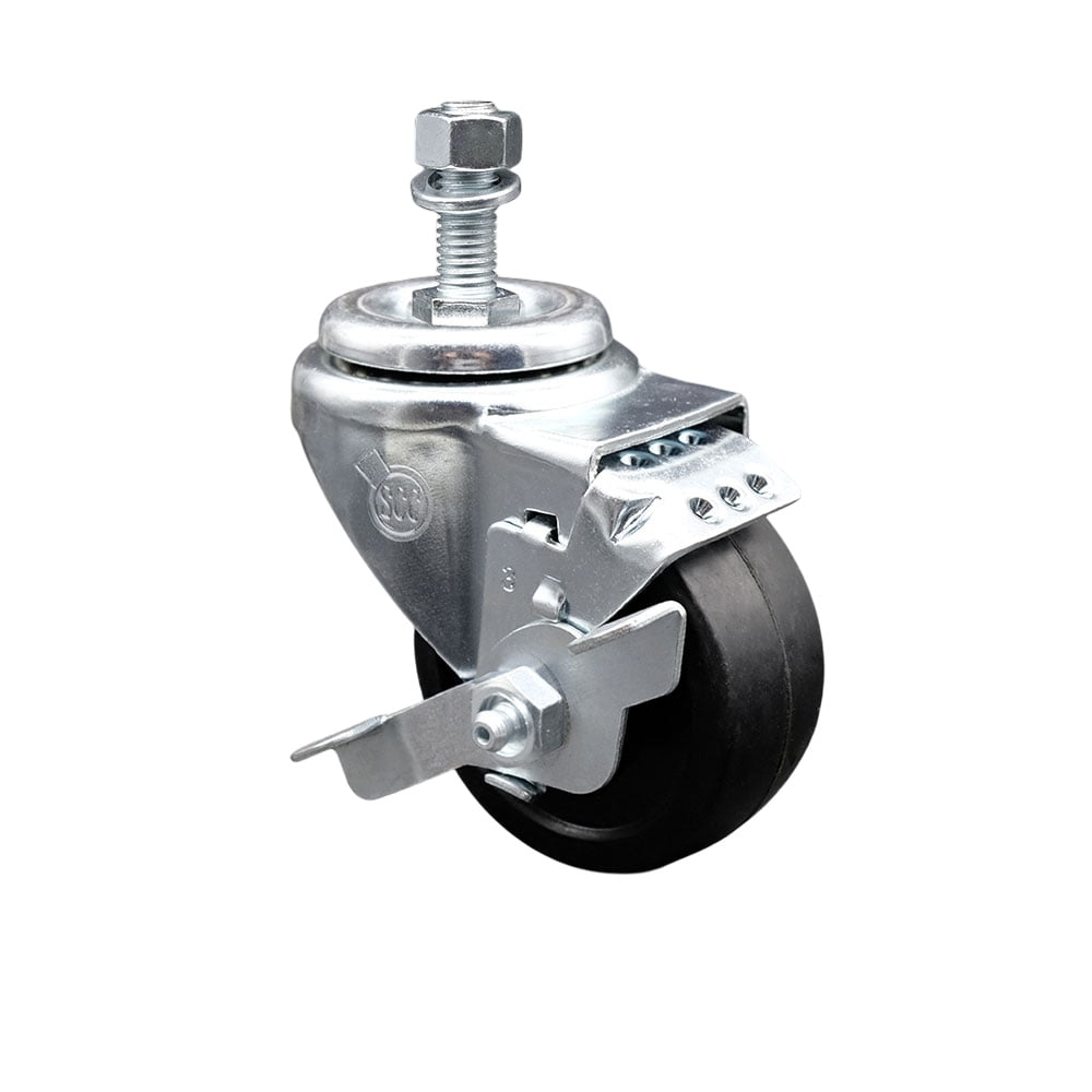 3.5 Inch Soft Rubber Wheel Swivel ½ Inch Threaded Stem Caster with ...