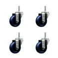 3.5 Inch Solid Poly Wheel Swivel 5/8 Inch Threaded Stem Caster Set SCC ...