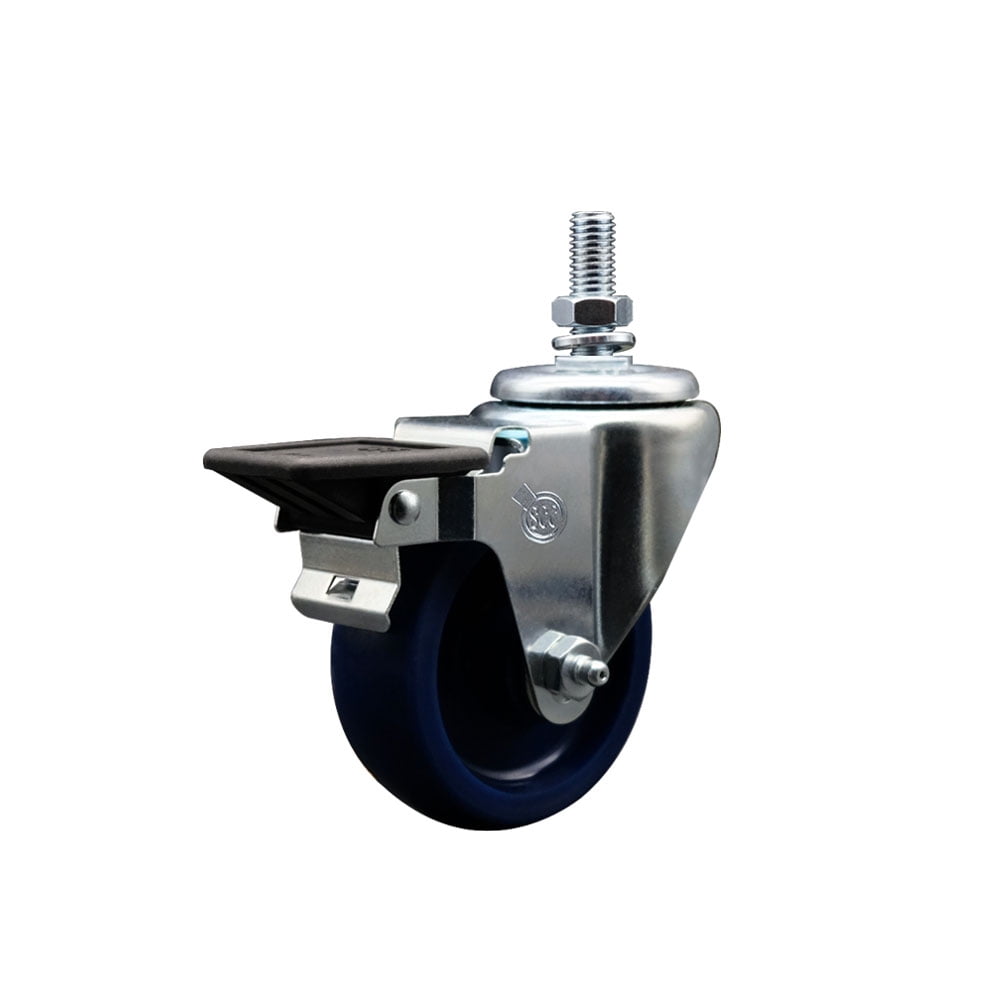 3.5 Inch Solid Polyurethane 10MM Threaded Stem Caster with Brake ...