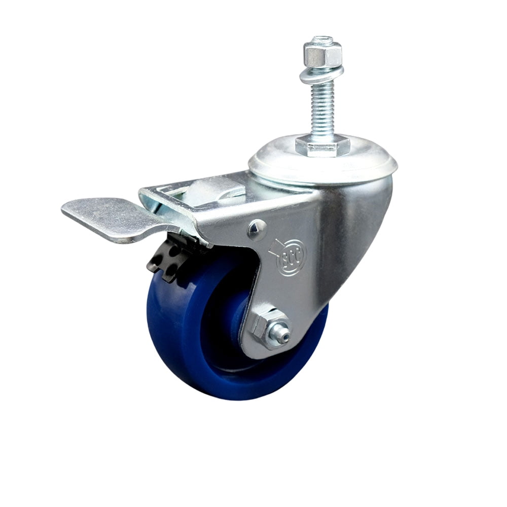 3.5 Inch Solid Polyurethane Swivel 3/8 Inch Stem Caster with Total Lock ...