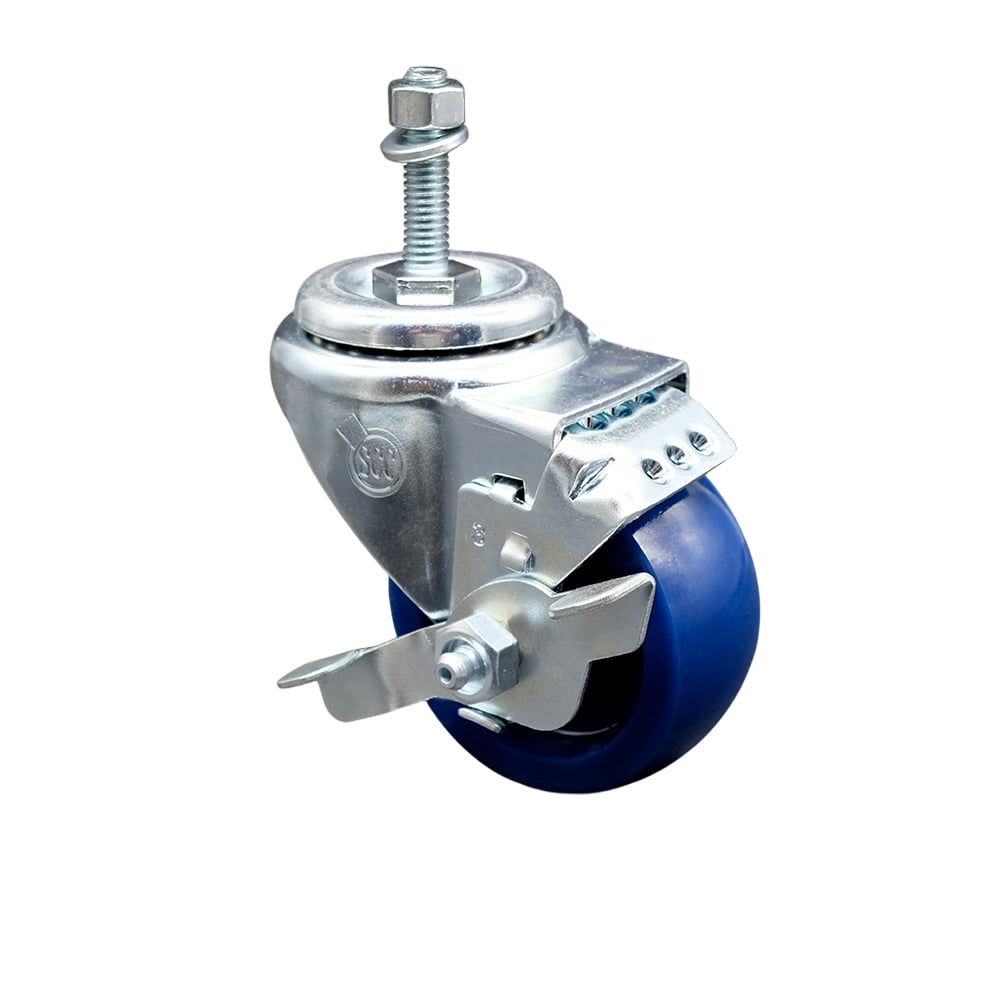 3.5 Inch Solid Polyurethane Swivel 3/8 Inch Threaded Stem Caster with ...