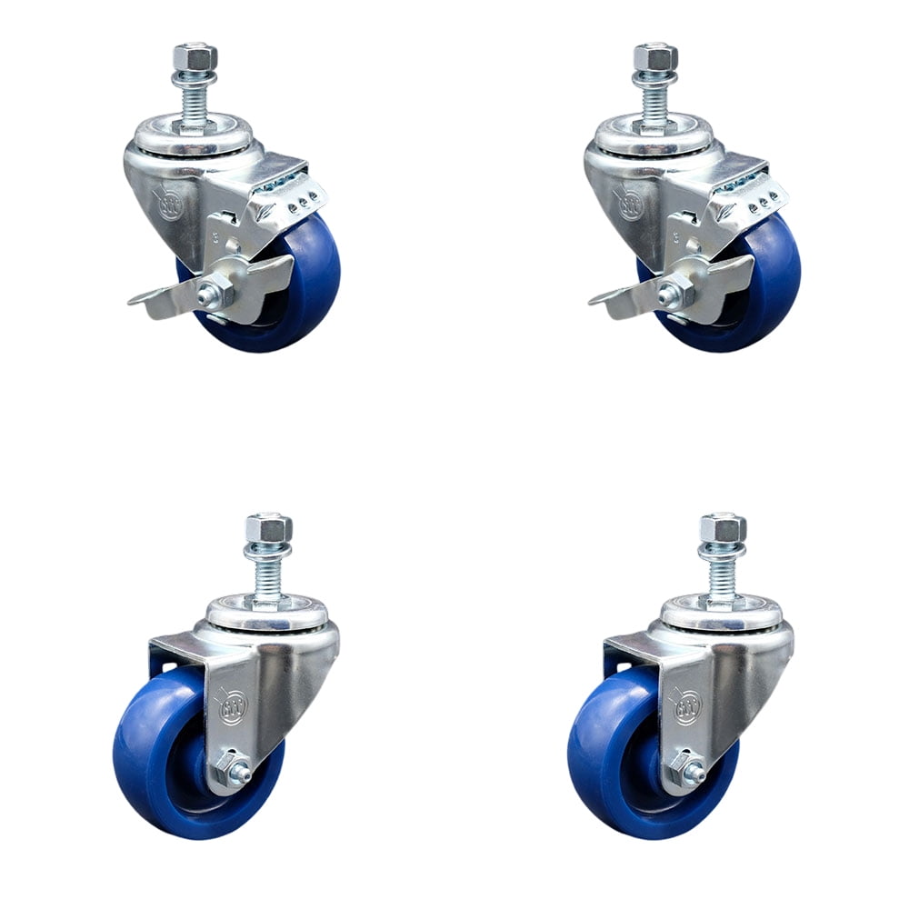 3.5 Inch Solid Polyurethane Wheel Swivel ½ Inch Threaded Stem Caster ...