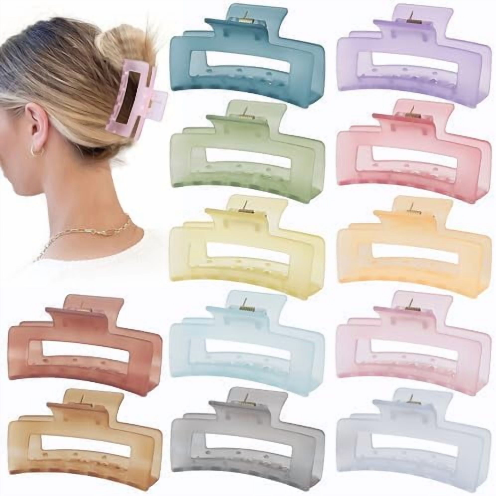 3.5 Inch Square and Rectangular Hair Clips - 12 count Claw Clips for ...