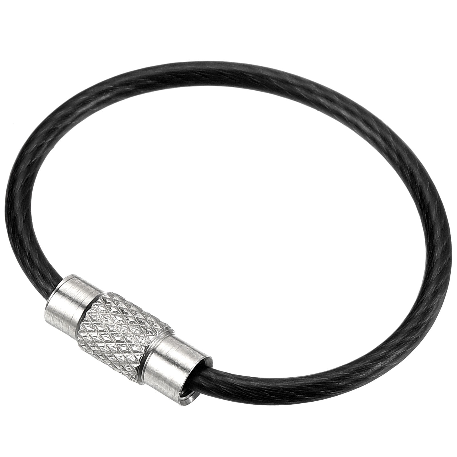 3.5 Inch Stainless Steel Wire Keychain Cable Key Ring Loop, Black, 10 ...