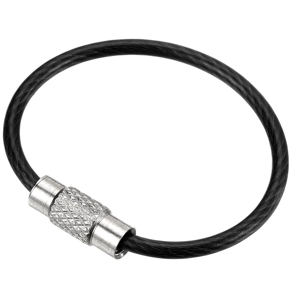 3.5 Inch Stainless Steel Wire Keychain Cable Key Ring Loop, Black, 10 ...
