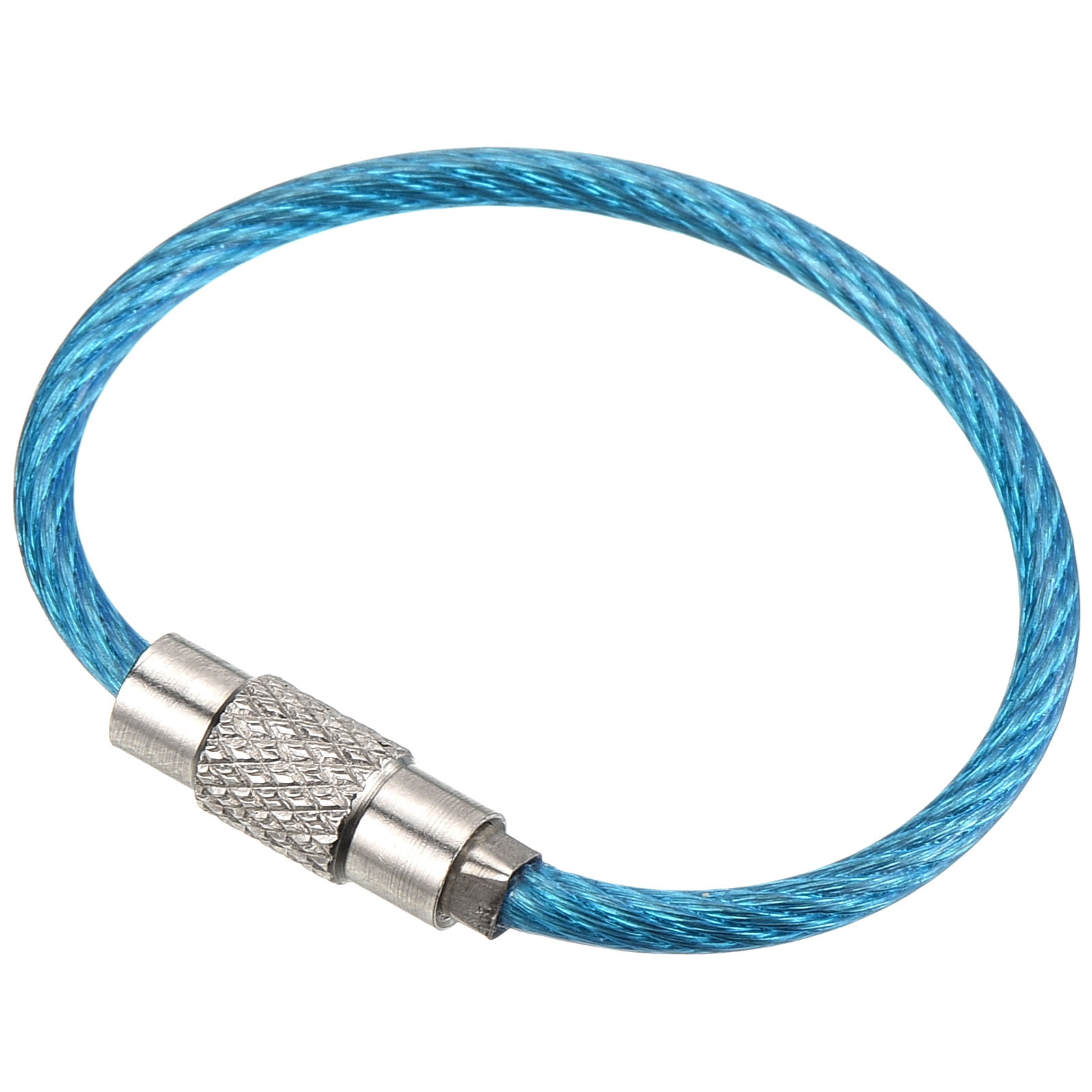 3.5 Inch Stainless Steel Wire Keychain Cable Key Ring Loop, Blue, 15 ...