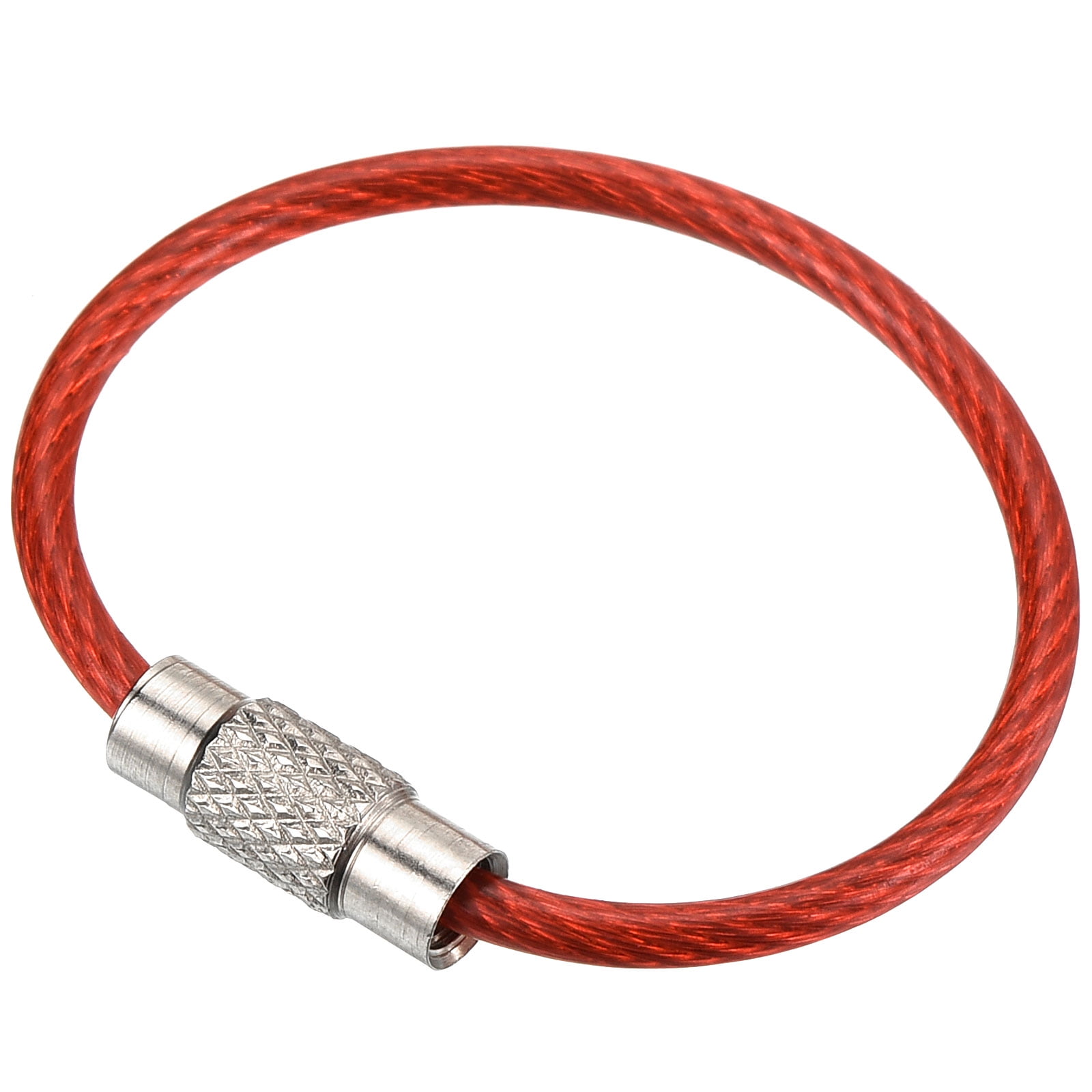 Uxcell Wire Keychain Cable Stainless Steel Key Ring Red 3.5 Inch ...