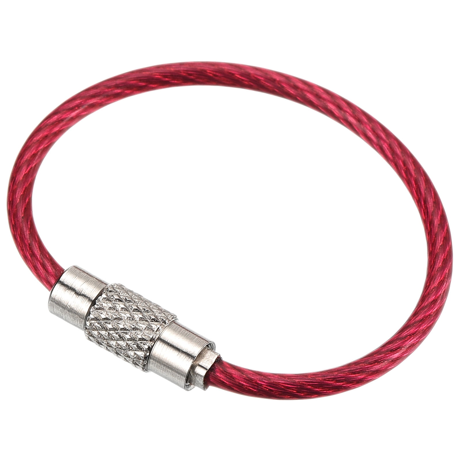 3.5 Inch Stainless Steel Wire Keychain Cable Key Ring Loop, Rose Red ...