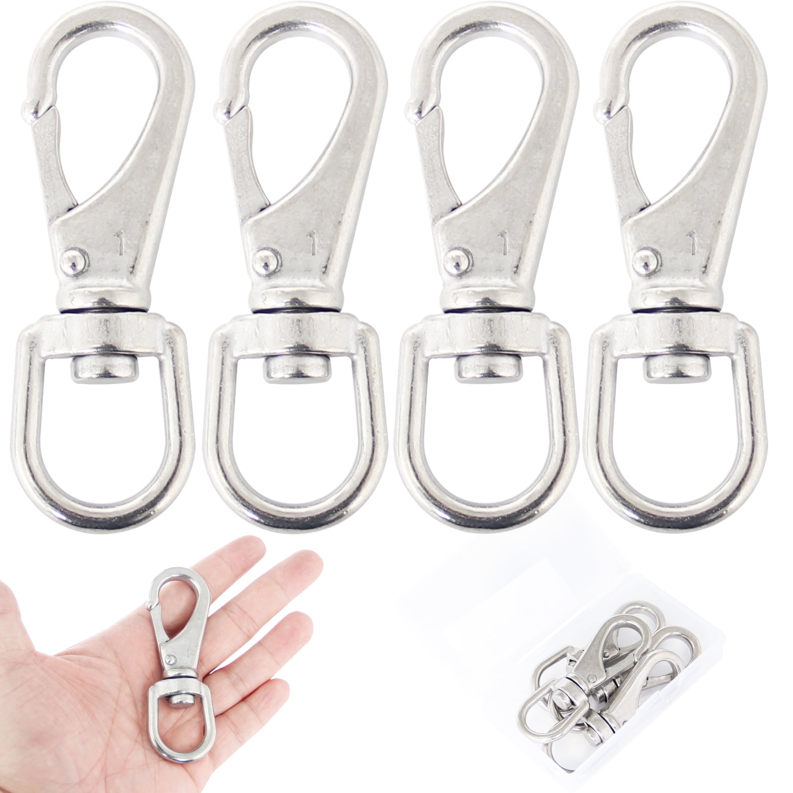 3.5 Inch Swivel Snap Hooks, 4 Packs Stainless Steel Clips for Dog ...