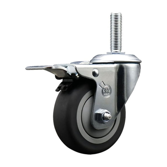 3.5 Inch ThermRubber Wheel Swiv 3/4 Inch Threaded Stem Caster Total ...