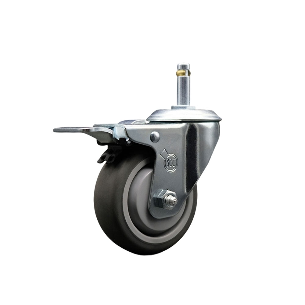 3.5 Inch Thermo Rubber Swivel 7/16 Inch Stem Caster with Total Lock ...