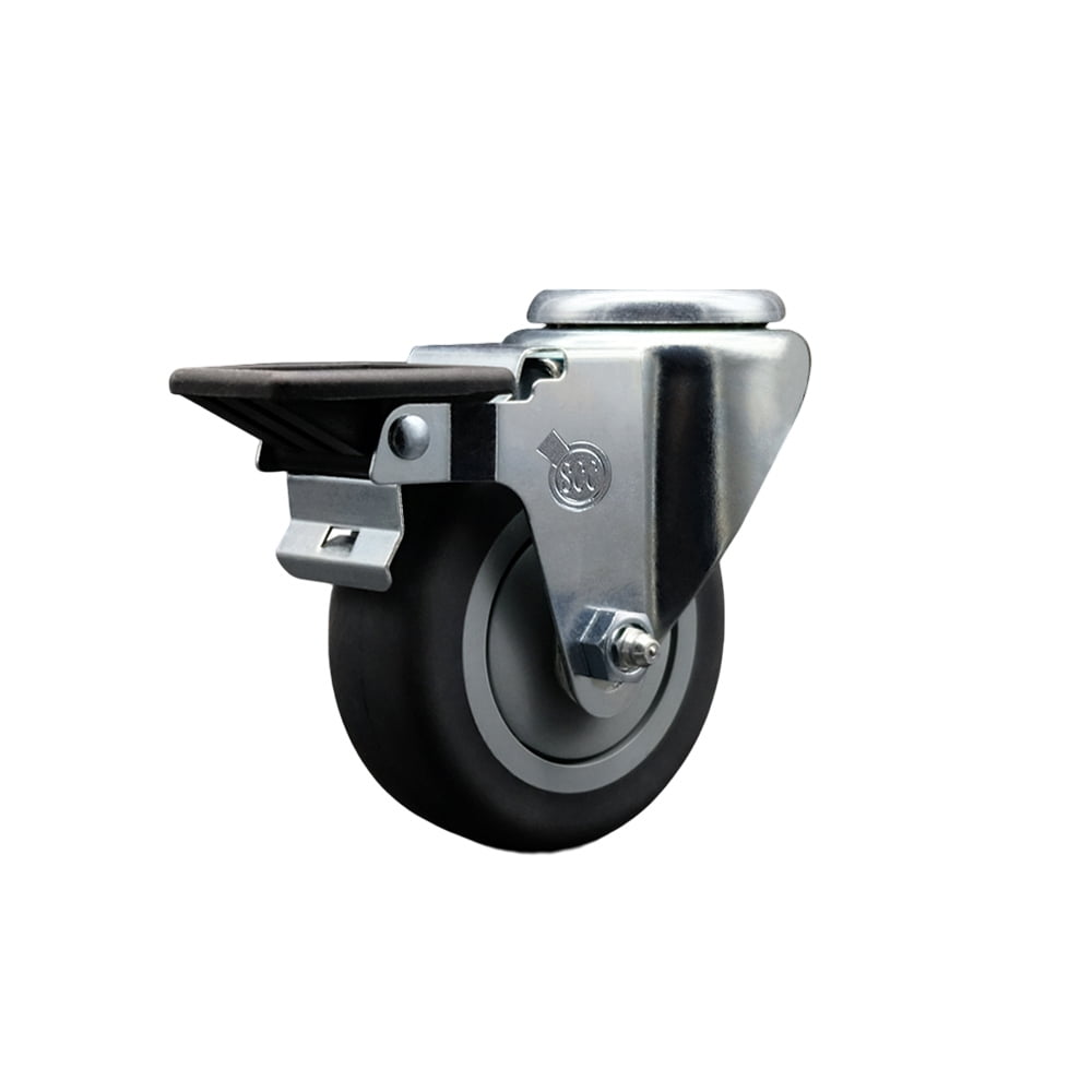 3.5 Inch Thermo Rubber Wheel Swivel Bolt Hole Caster with Posi Lock ...