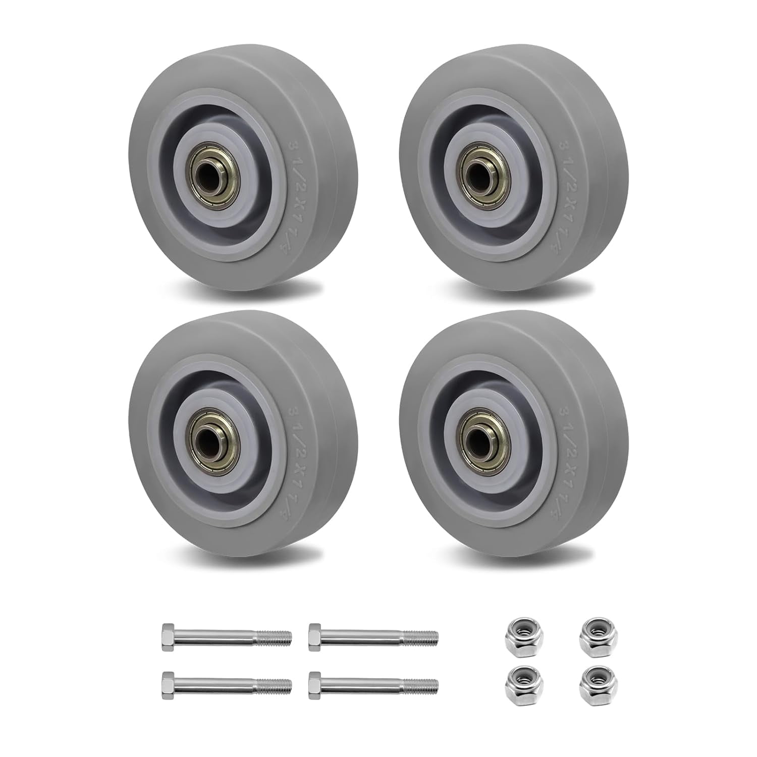 3.5 Inch Thermoplastic Rubber Caster Wheels (Set of 4) – Heavy Duty ...